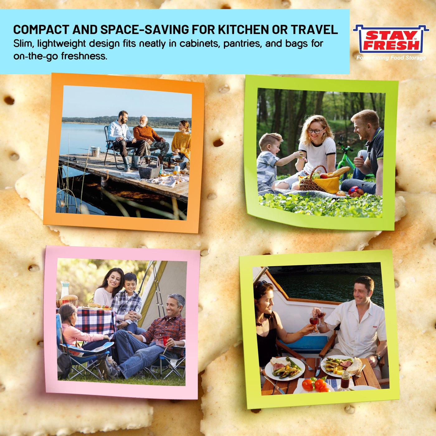 Stay Fresh™ Square Cracker Container – Sturdy, Crushproof Holder for S ...