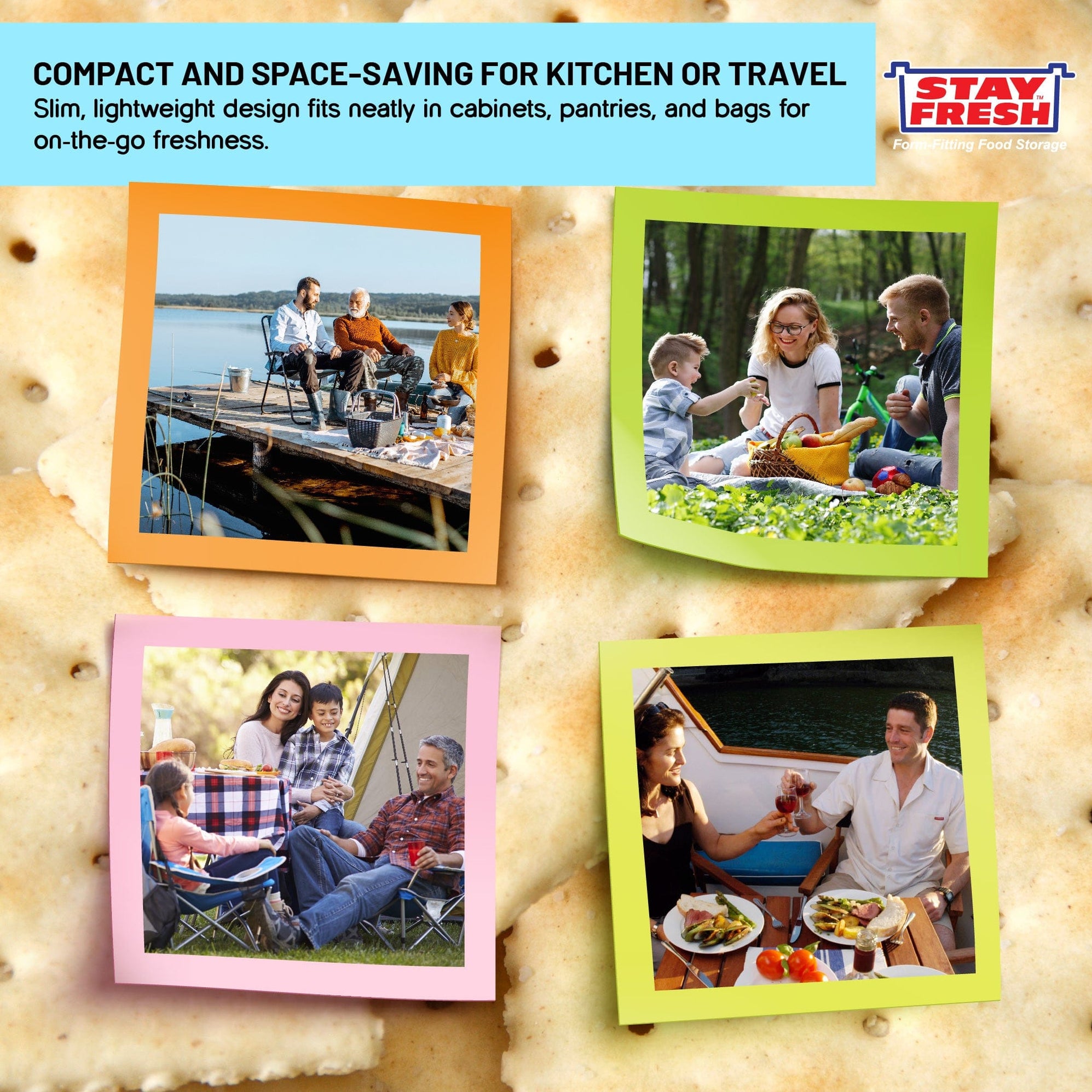 Stay Fresh™ Square Cracker Container – Sturdy, Crushproof Holder for S ...